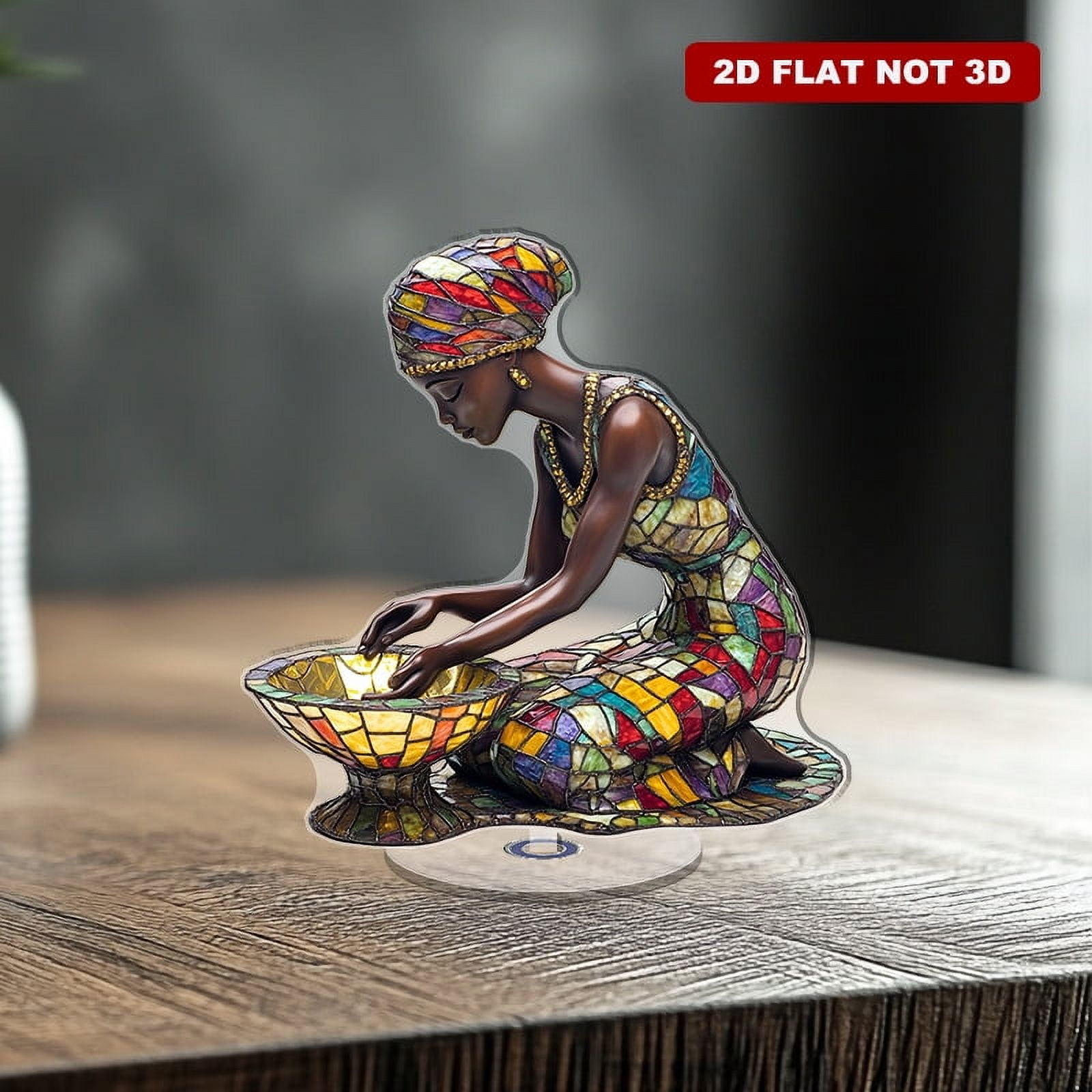 Rotating acrylic ornament featuring a stunning African female statue ...