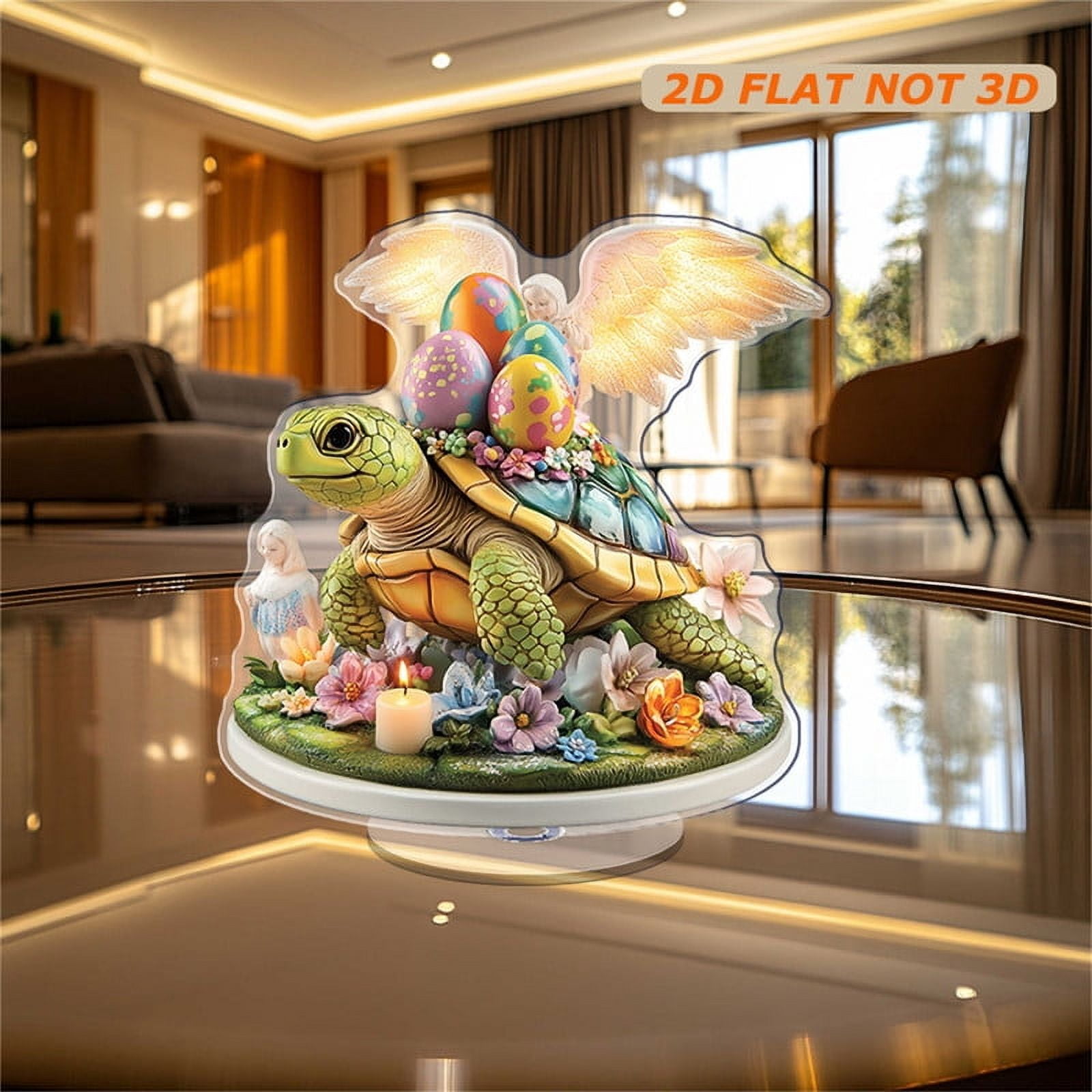 Rotating acrylic ornament featuring a turtle with colorful Easter eggs ...
