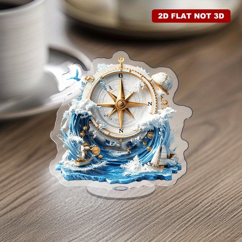 Rotating acrylic ornament featuring a vibrant British compass wave ...