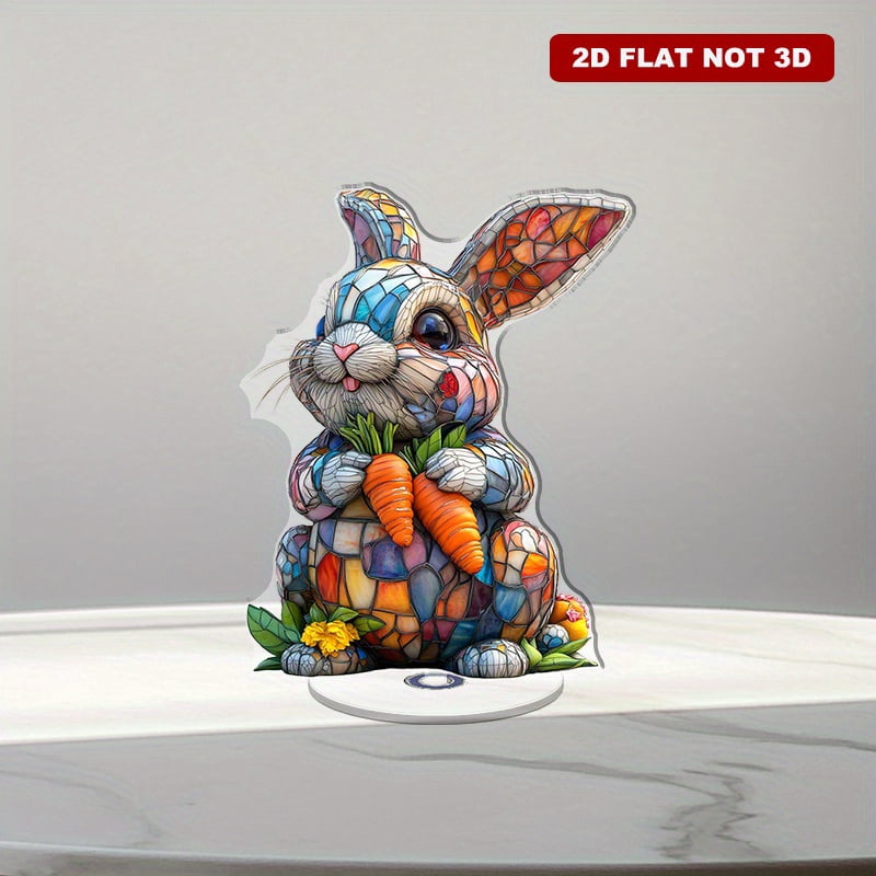 Rotating acrylic ornament featuring a vibrant Victorian-style rabbit ...