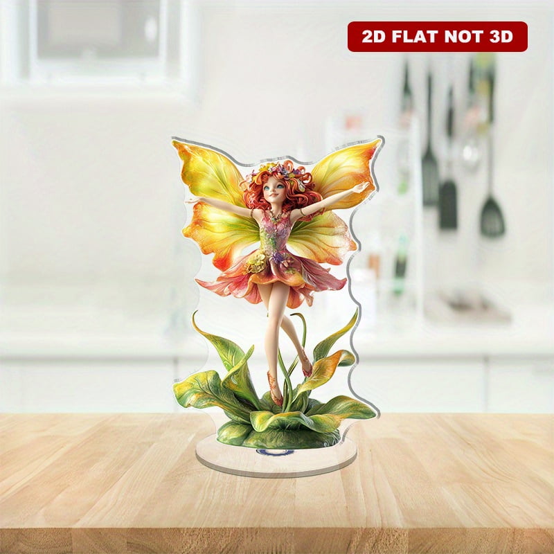 Rotating acrylic ornament featuring a vibrant flower fairy in ...