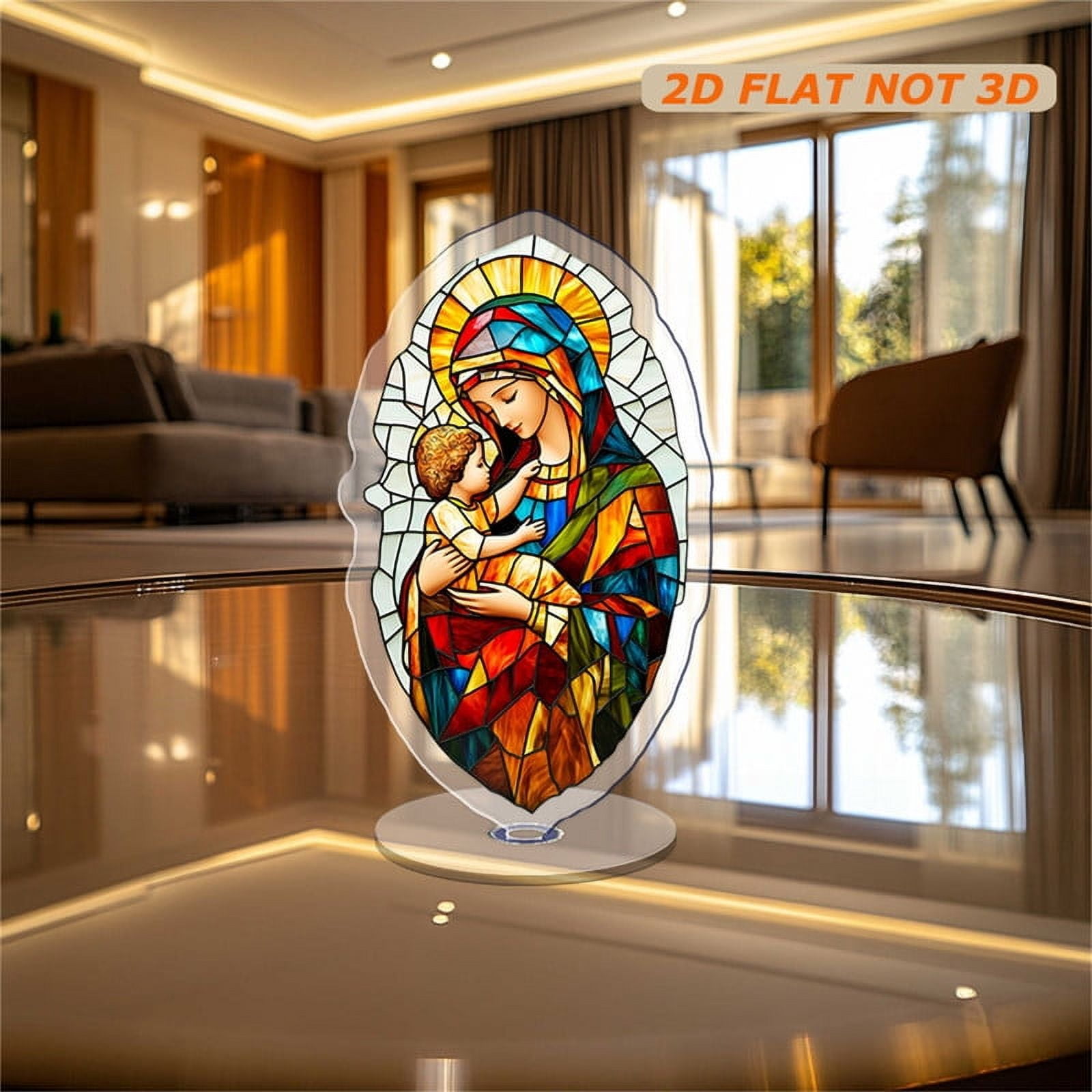 Rotating acrylic ornament featuring a vibrant stained glass design of ...
