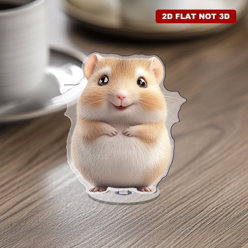 Rotating acrylic ornament featuring an endearing hamster with puffy ...