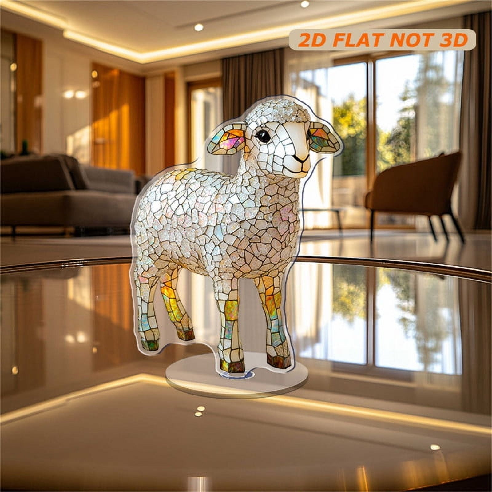 Rotating acrylic ornament featuring an ultra-realistic cute sheep with ...