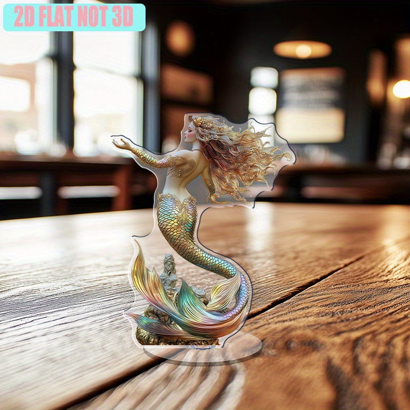 Rotating acrylic ornament featuring a beautifully detailed mermaid with ...