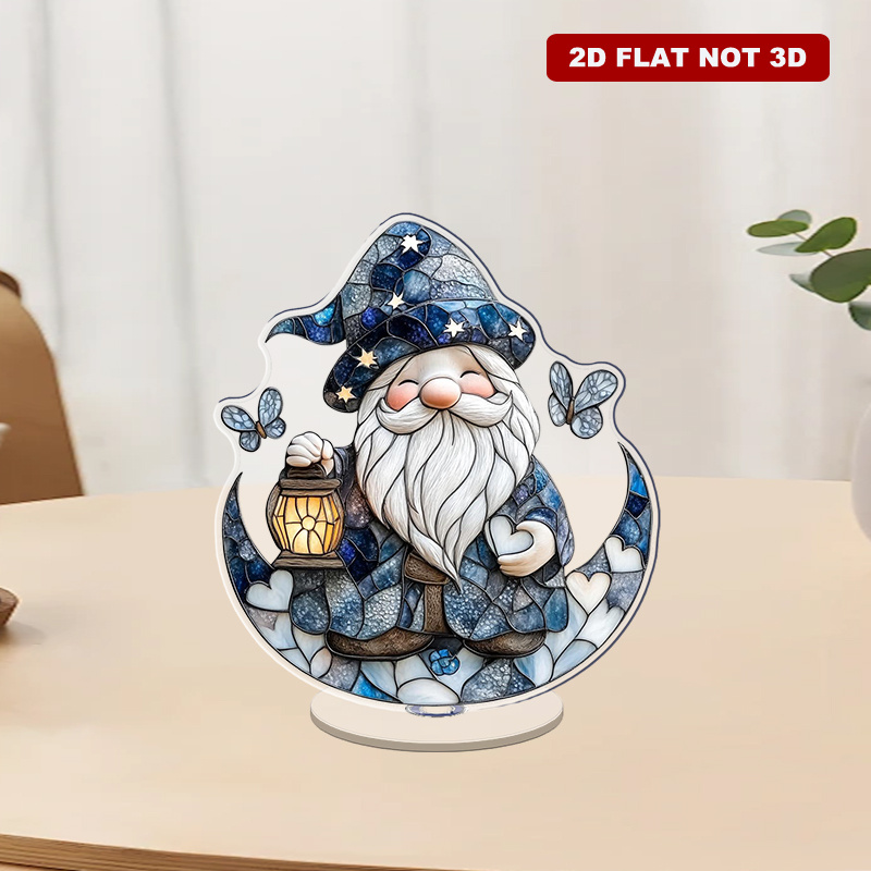 Rotating acrylic ornament featuring a cute dwarf with a lantern ...