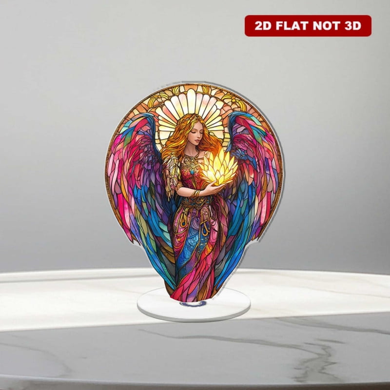 Rotating acrylic ornament featuring a divine angel goddess with radiant ...
