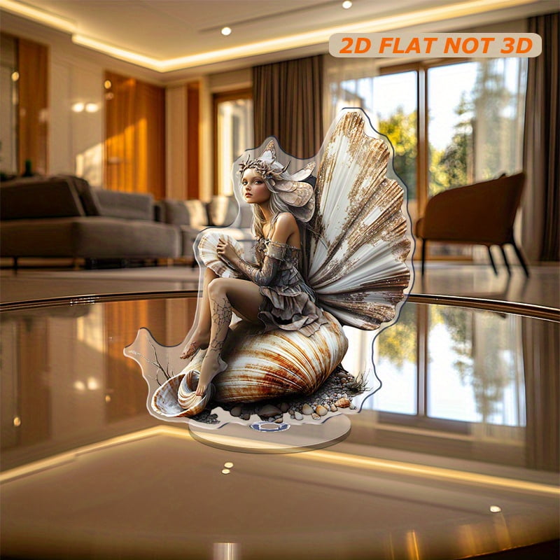 Rotating acrylic ornament featuring exquisite sea fairies in shells with surreal details and ...