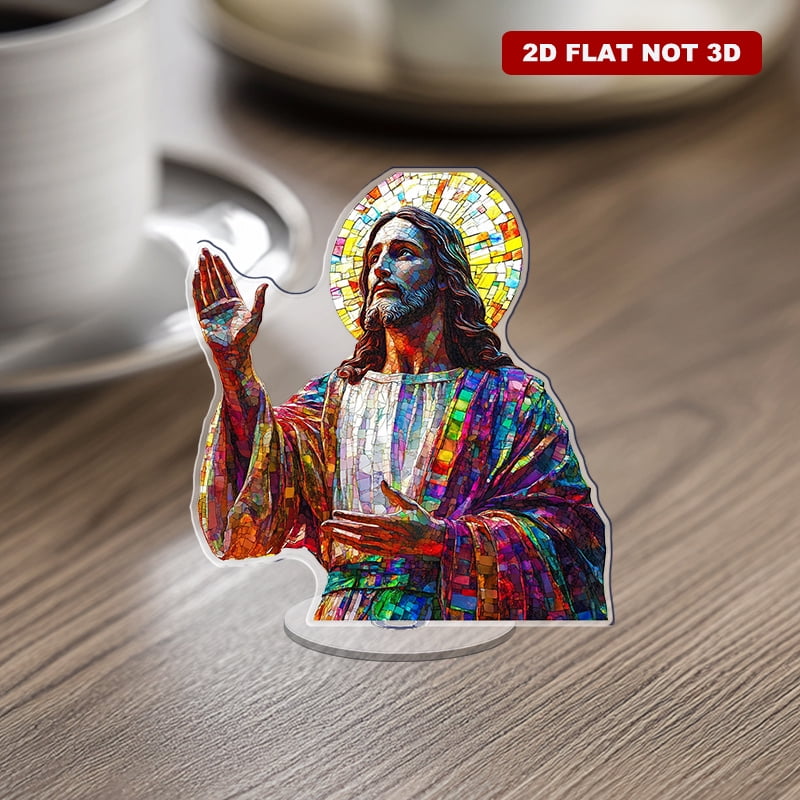 Rotating acrylic ornament featuring hyper-realistic stained glass ...