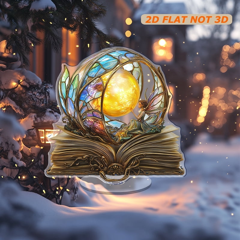 Rotating acrylic ornament featuring hyper-realistic stained glass-style ...