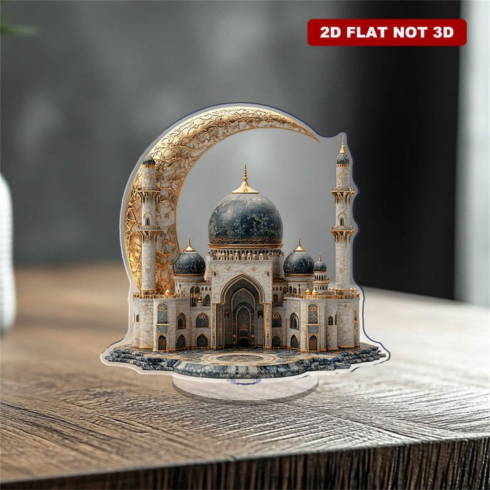 Rotating acrylic ornament featuring a large crescent moon and golden ...