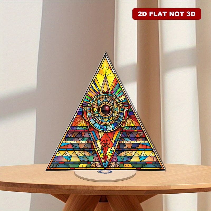 Rotating acrylic ornament featuring a stained glass Egyptian pyramid ...