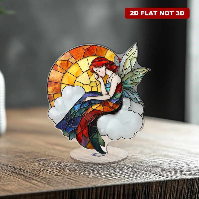 Rotating acrylic ornament featuring stained-glass metal lines in retro ...