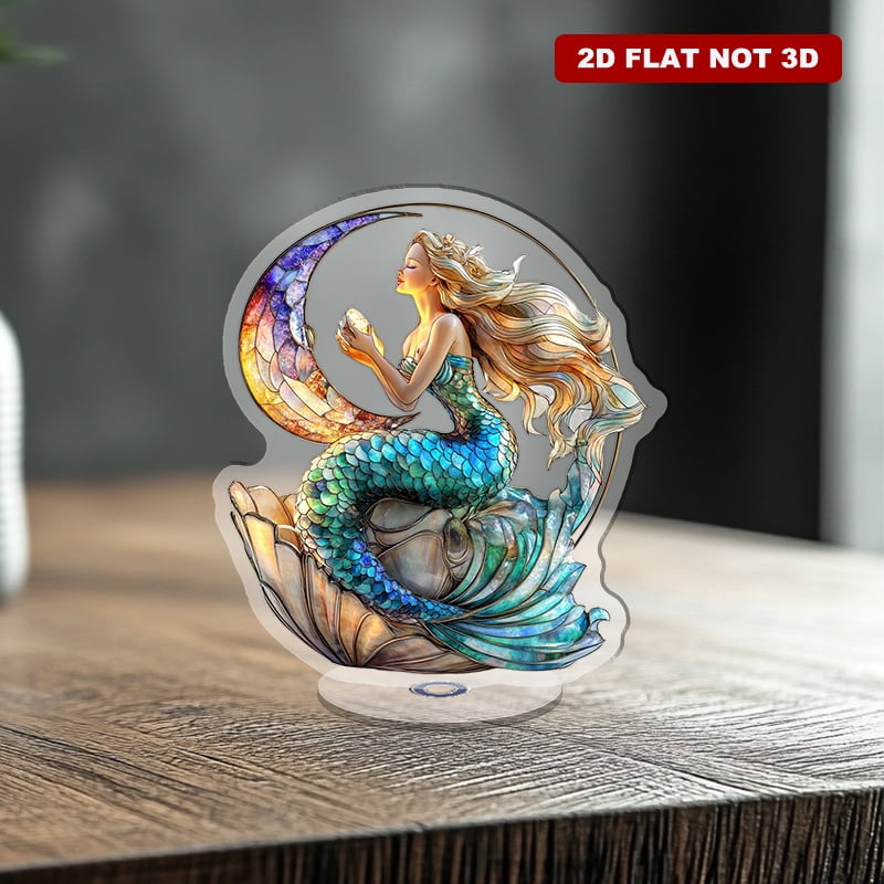 Rotating acrylic ornament featuring a stunning blue-green mermaid ...