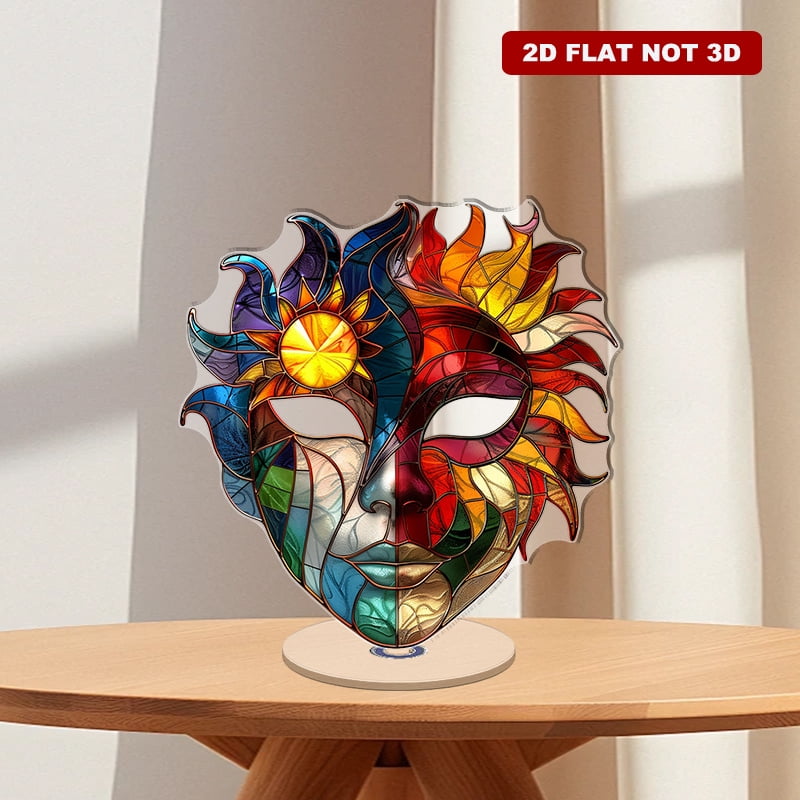 Rotating acrylic ornament featuring a stunning stained glass carnival ...