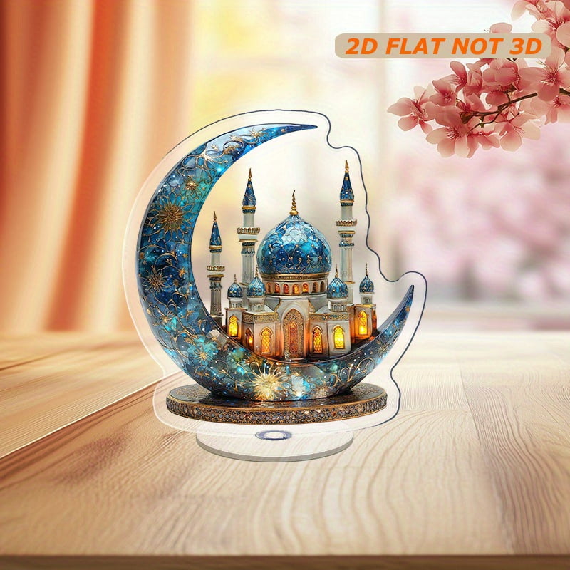 Rotating acrylic ornament featuring translucent Islamic designs with ...