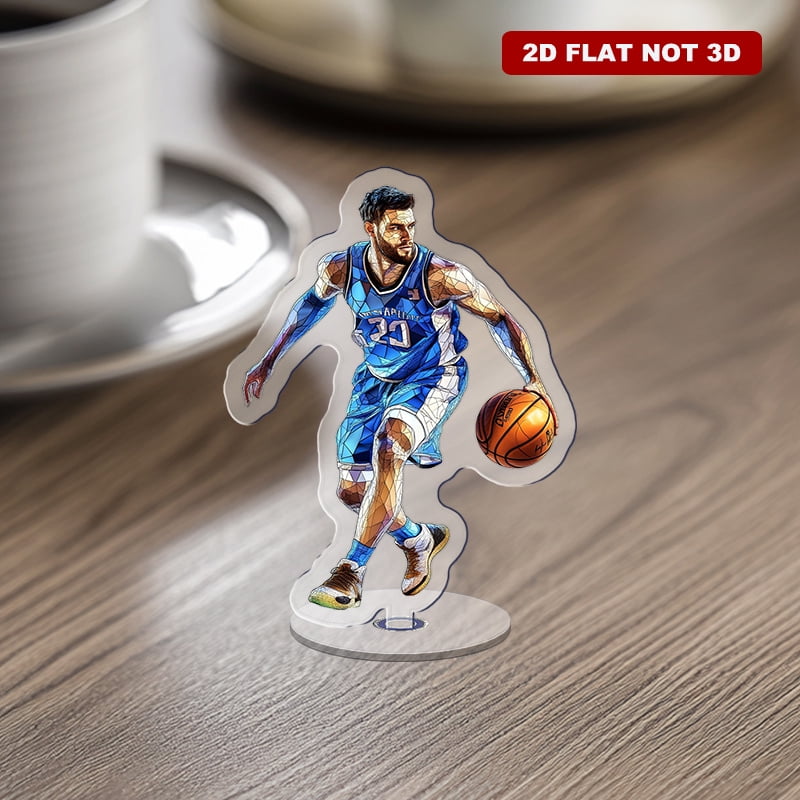 Rotating acrylic ornament featuring an ultra-realistic basketball ...