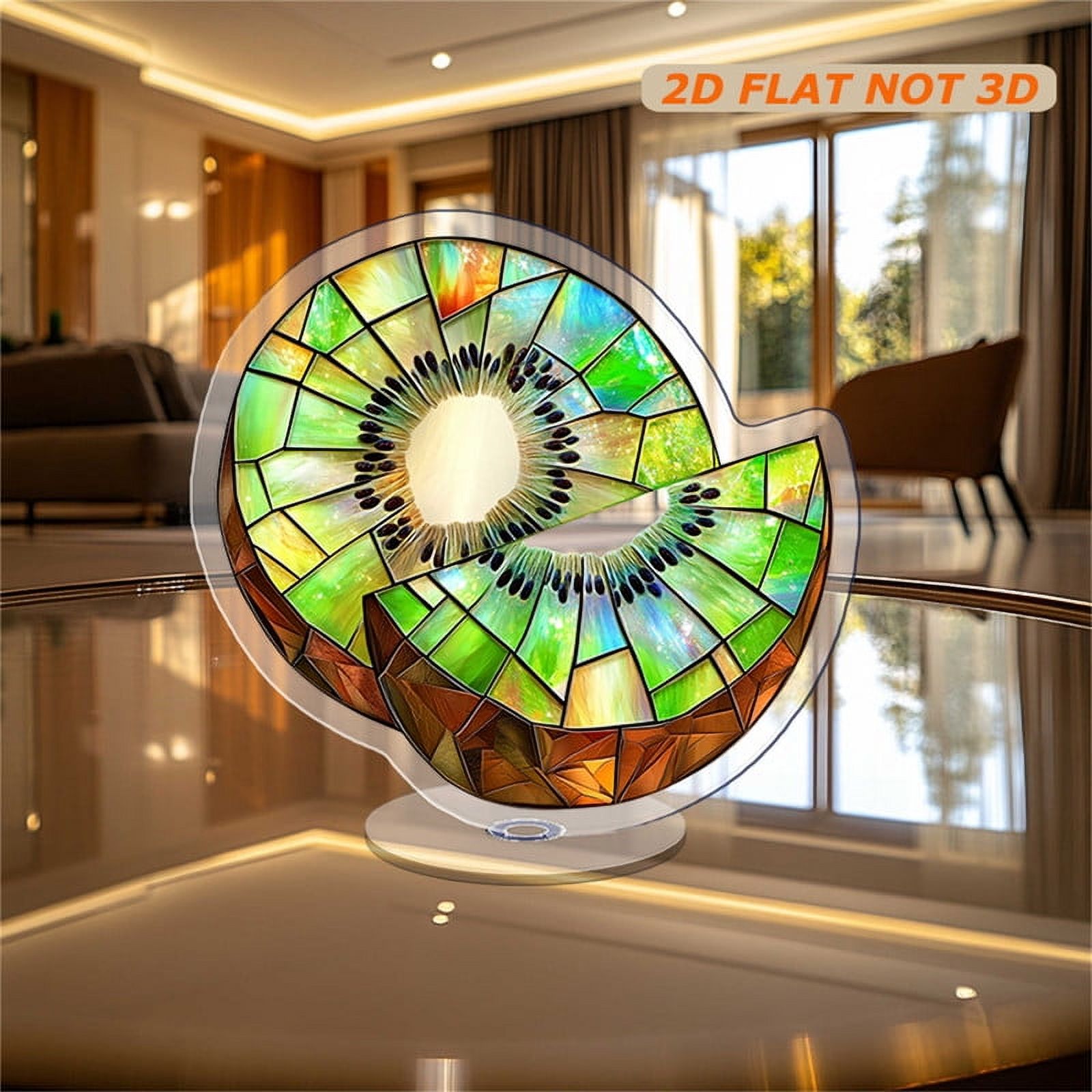 Rotating acrylic ornament featuring ultra-realistic glittering stained ...
