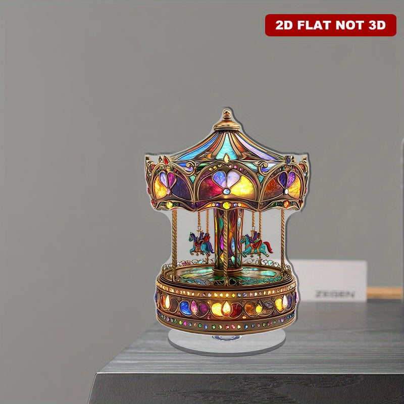 Rotating acrylic ornament featuring ultra-realistic sparkling stained ...