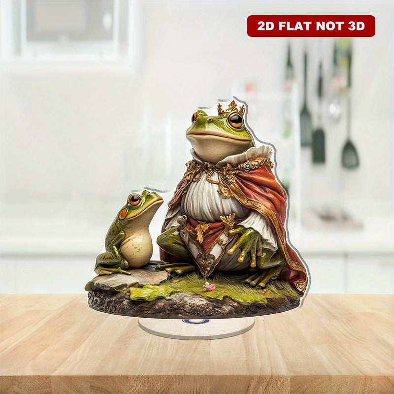 Rotating acrylic ornament featuring a vibrant frog prince and servant ...