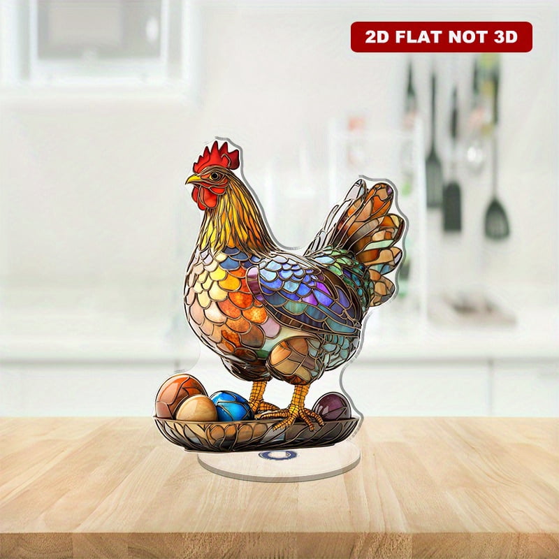 Rotating acrylic ornament featuring vibrant stained glass design with ...