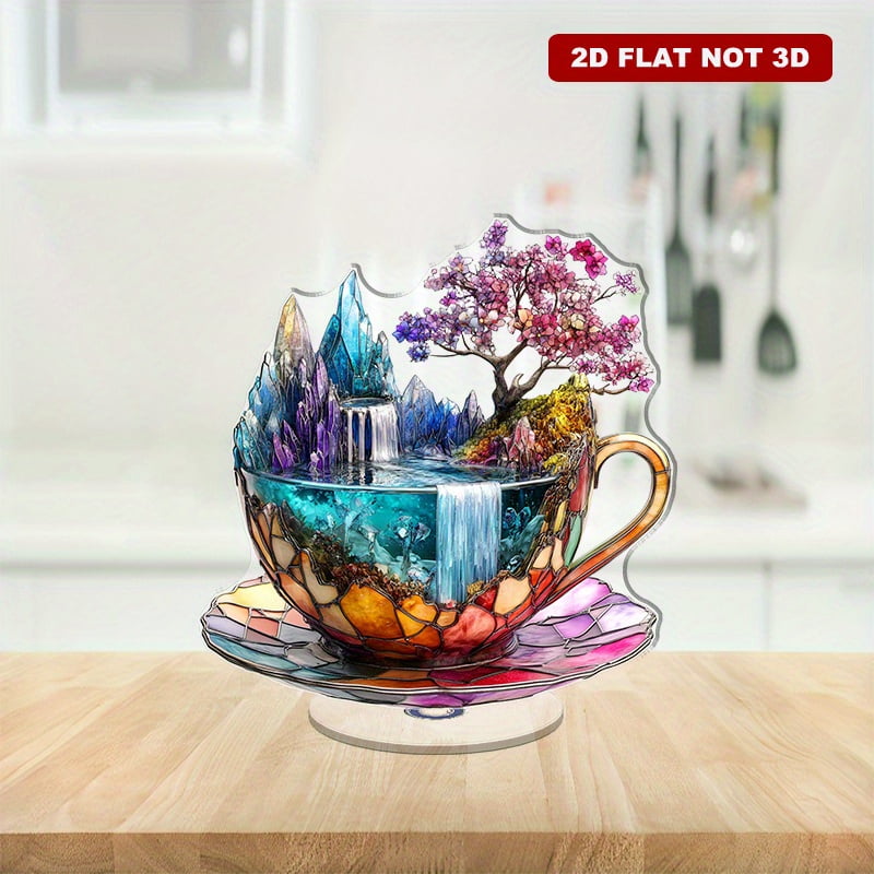 Rotating acrylic ornament featuring a vibrant stained glass fantasy ...