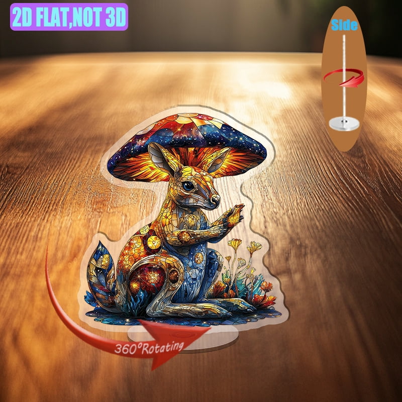 Rotating acrylic ornament featuring a vibrant stained glass kangaroo ...
