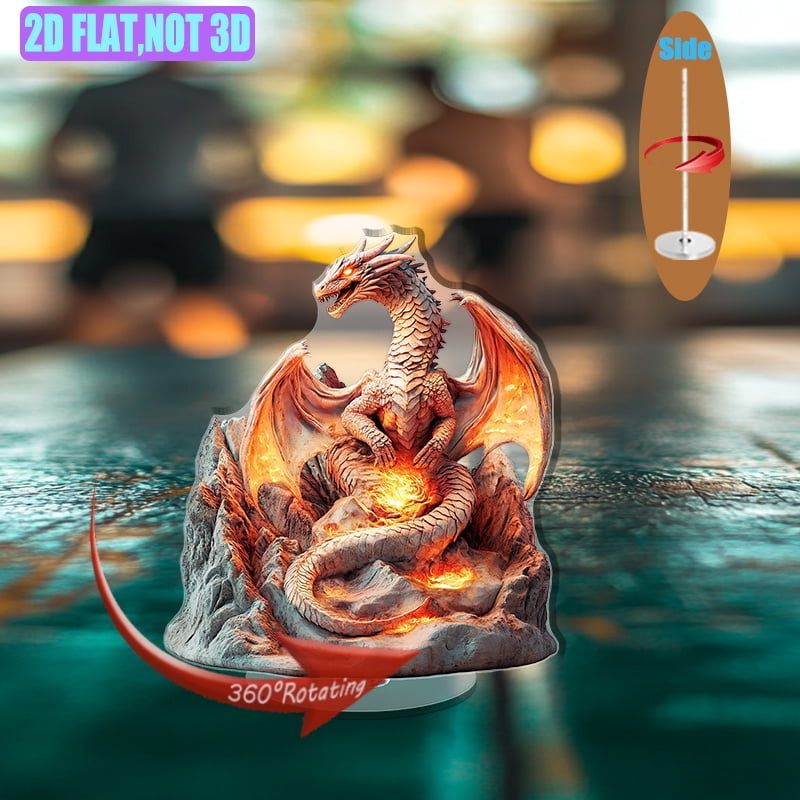 Rotating acrylic ornament featuring a whimsical resting dragon ...