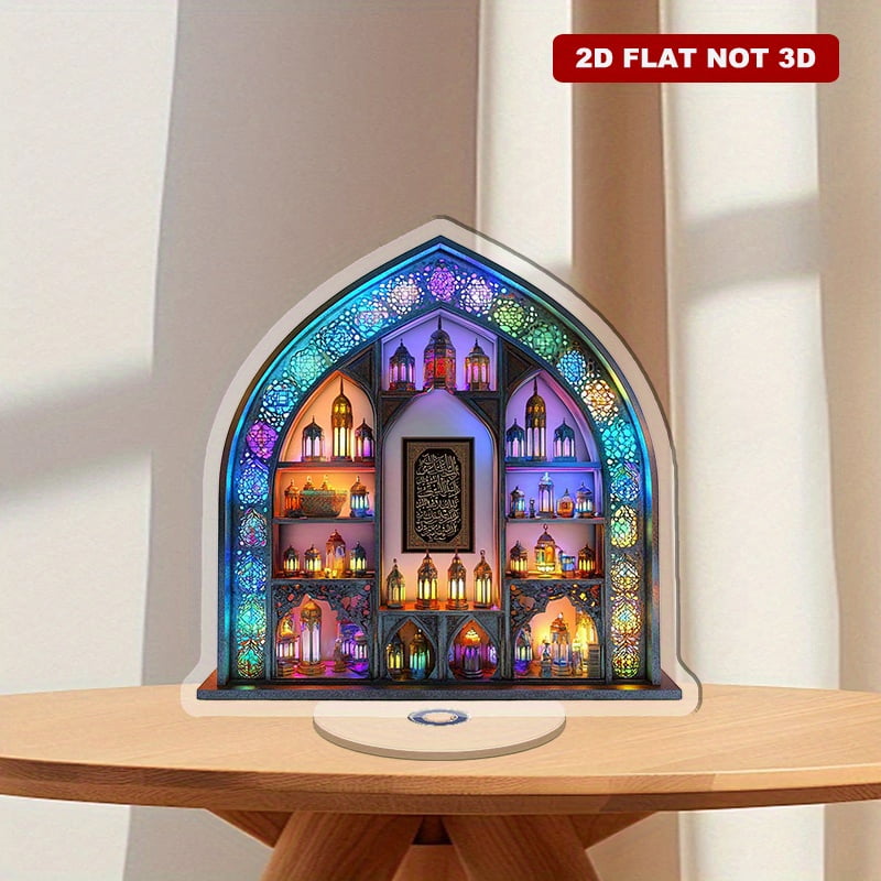 Rotating acrylic ornament showcasing a lantern emporium with a curved ...