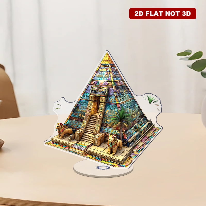 Rotating acrylic ornament showcasing a vibrant stained glass pyramid ...