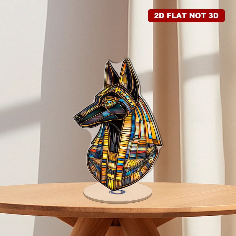 Rotating acrylic piece featuring Anubis with stained glass texture and ultra high definition ...