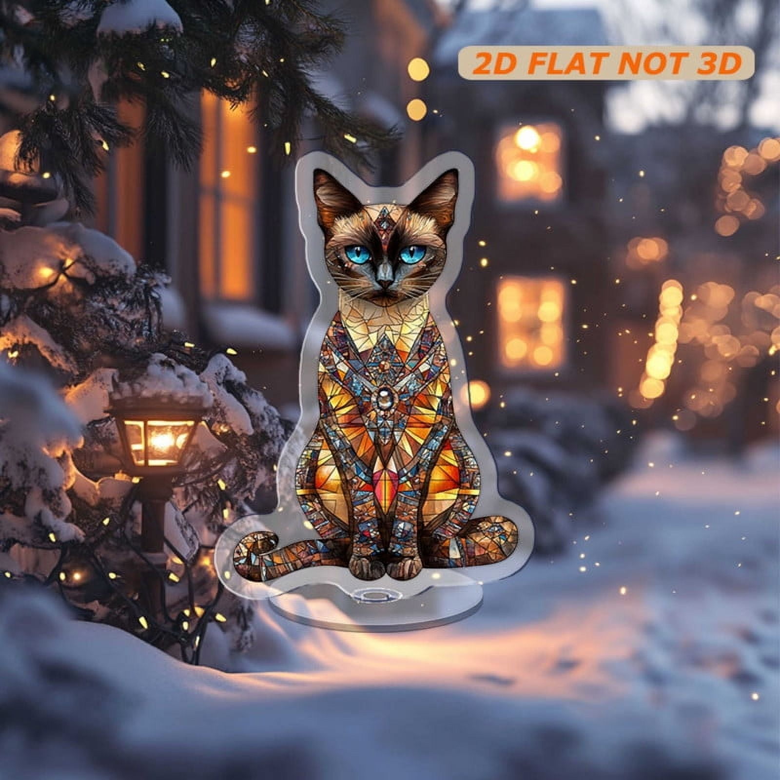 Rotating acrylic piece featuring a Siamese cat with crystal diamonds ...