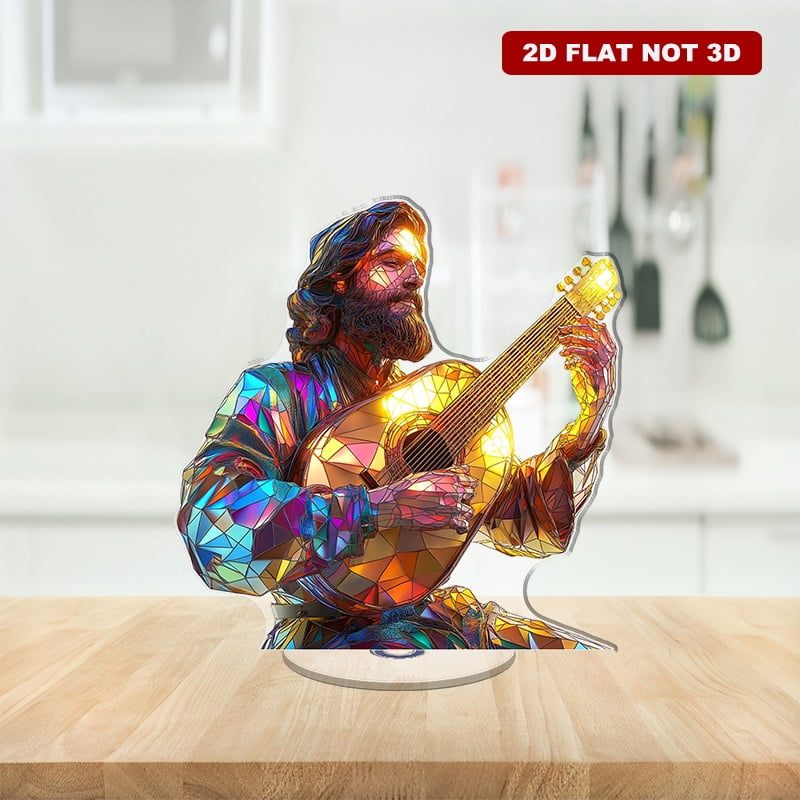Rotating acrylic piece featuring a bearded bard strumming a lute in ...