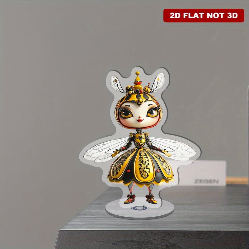 Rotating acrylic piece featuring a cartoon queen bee in a beehive dress ...