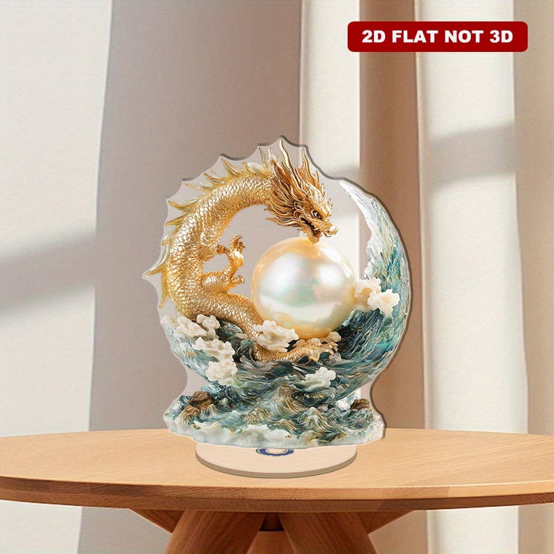 Rotating acrylic sculpture features an Oriental dragon and luminous ...