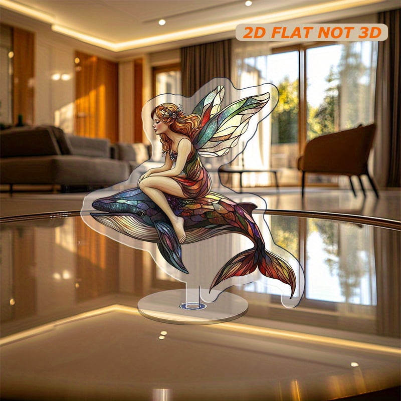 Rotating acrylic sculpture featuring a fairy on a whale in stunning ...