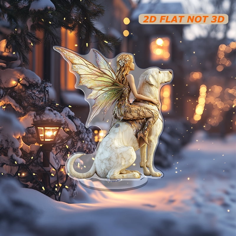 Rotating acrylic sculpture featuring a beautiful winged fairy ...