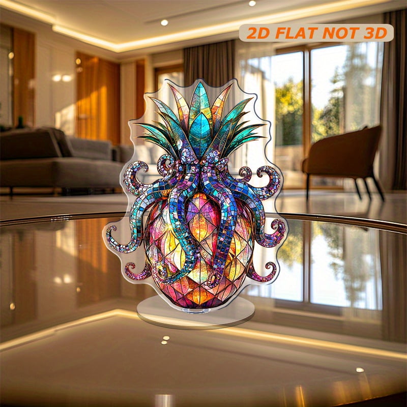 Rotating acrylic sculpture featuring a surreal pineapple with turquoise ...