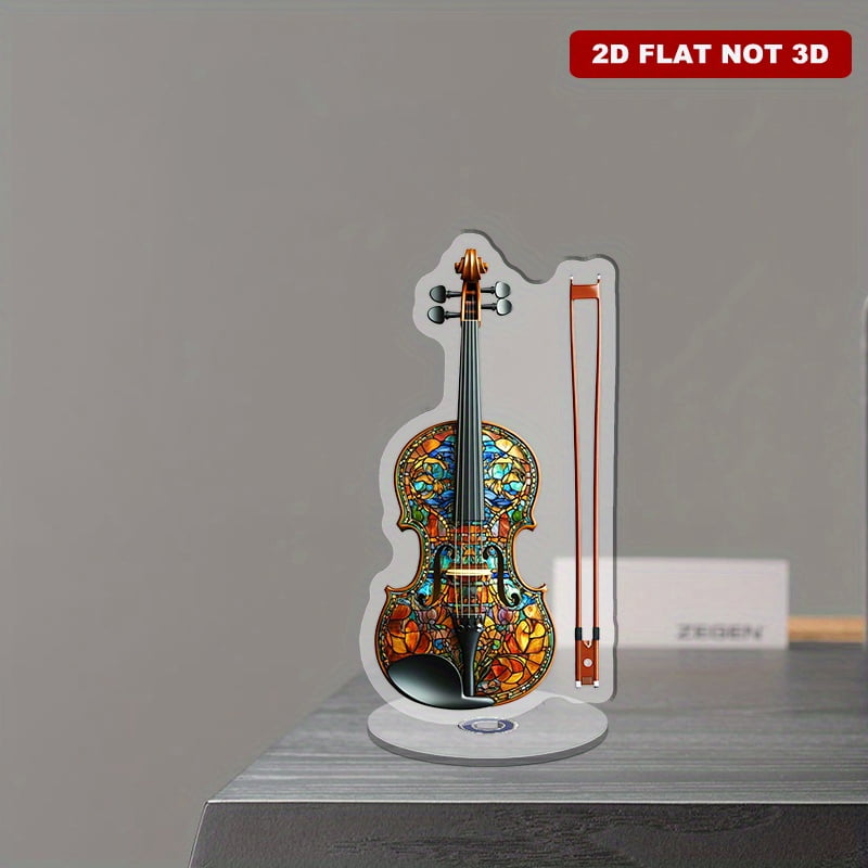 Rotating acrylic showcase of a violin with bow and rosin featuring ...