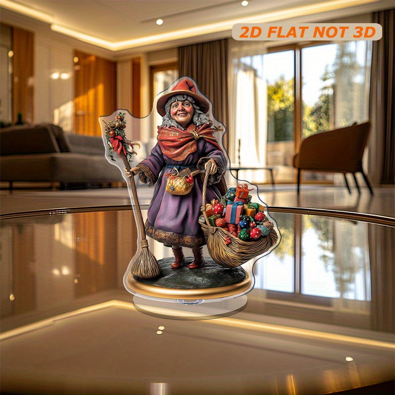 Rotating acrylic standee featuring La Befana with her broom gifts and ...