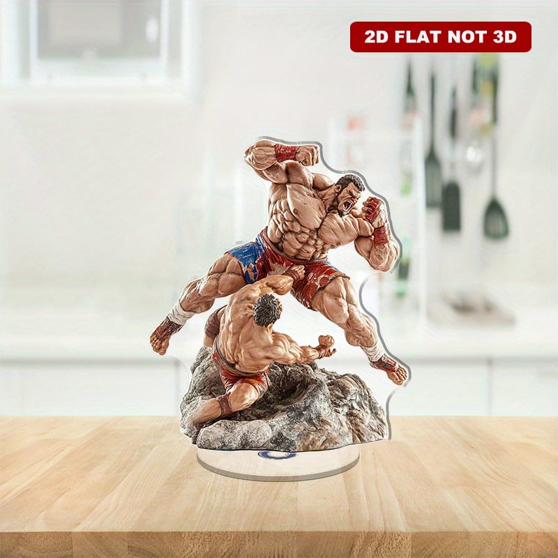 Rotating acrylic statue showcasing a powerful wrestler lifting his ...