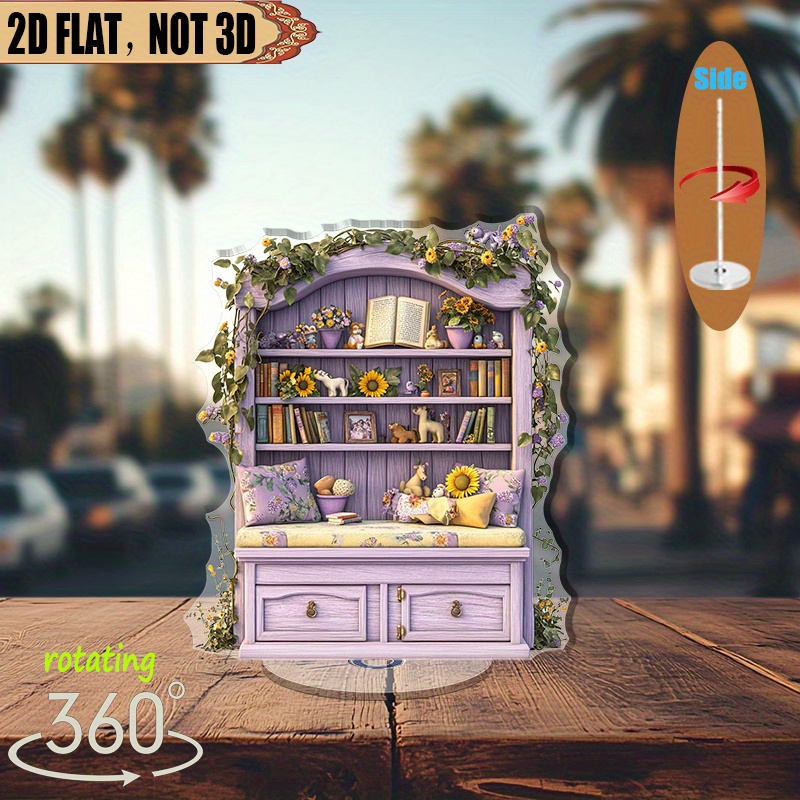 Rotating acrylic tabletop display featuring a charming wooden alcove ...