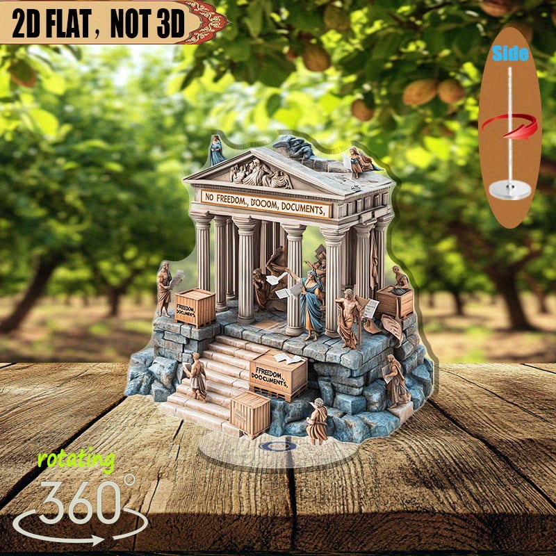 Rotating acrylic tabletop display featuring a classical architectural ...