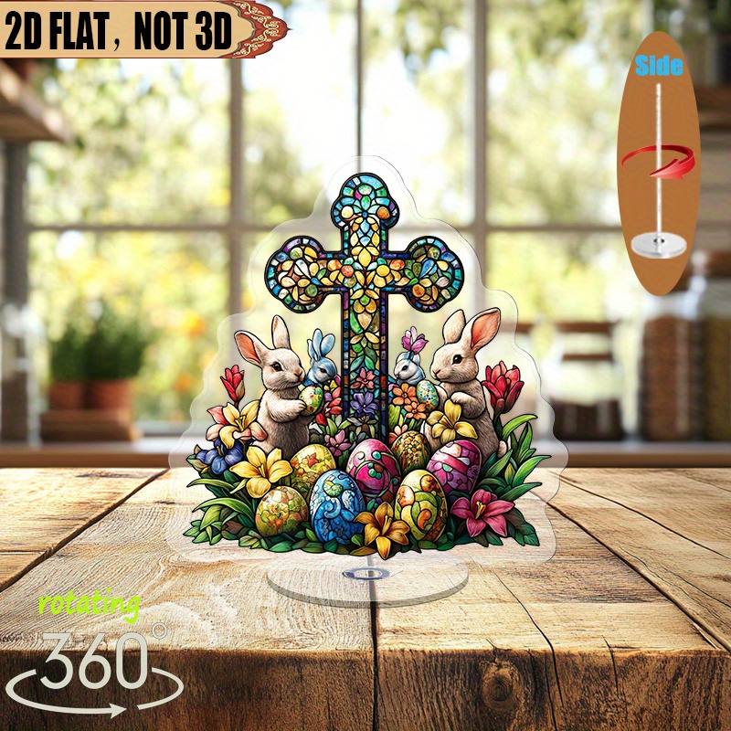Rotating acrylic tabletop display featuring a vibrant stained glass ...