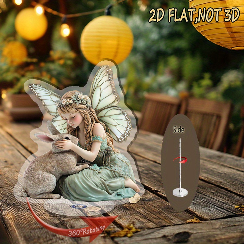 Rotating acrylic tabletop display of a girl with translucent butterfly ...