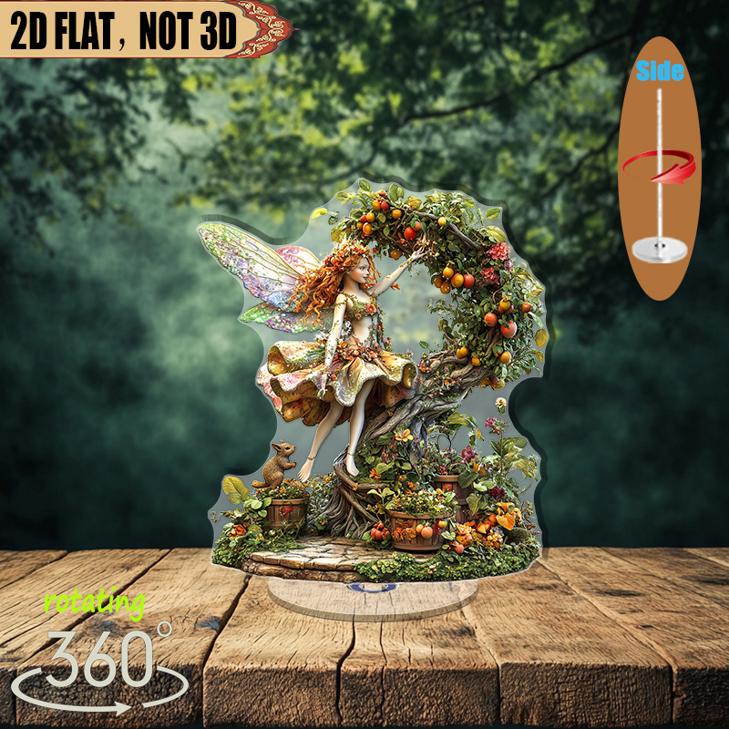 Rotating acrylic tabletop ornament featuring a charming fairy dancing ...