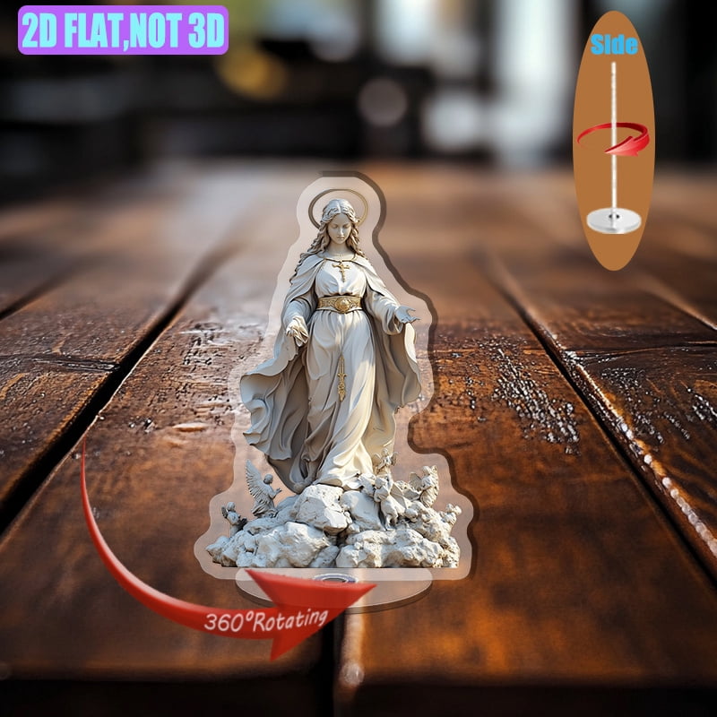 Rotating acrylic tabletop ornament featuring a detailed woman with halo ...