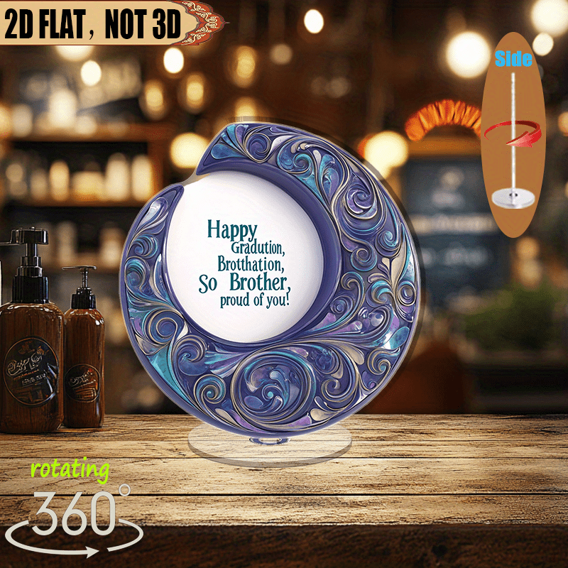 Rotating acrylic tabletop ornament featuring a playful moon-shaped ...