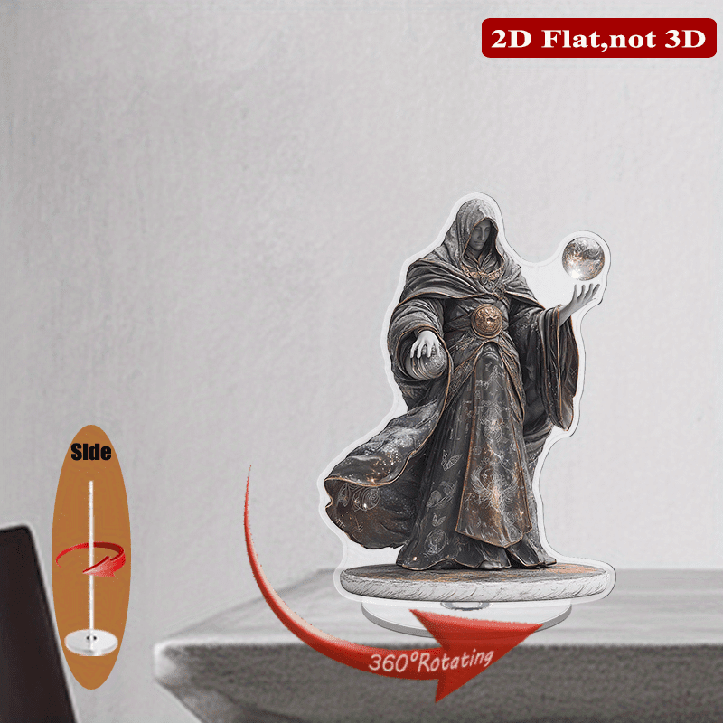 Rotating acrylic tabletop sculpture of a celestial figure in flowing ...