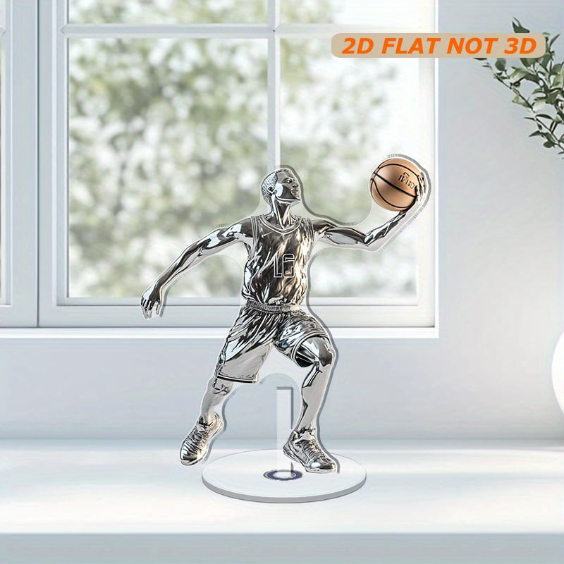 Rotating acrylic trophy featuring a detailed silver-toned basketball ...